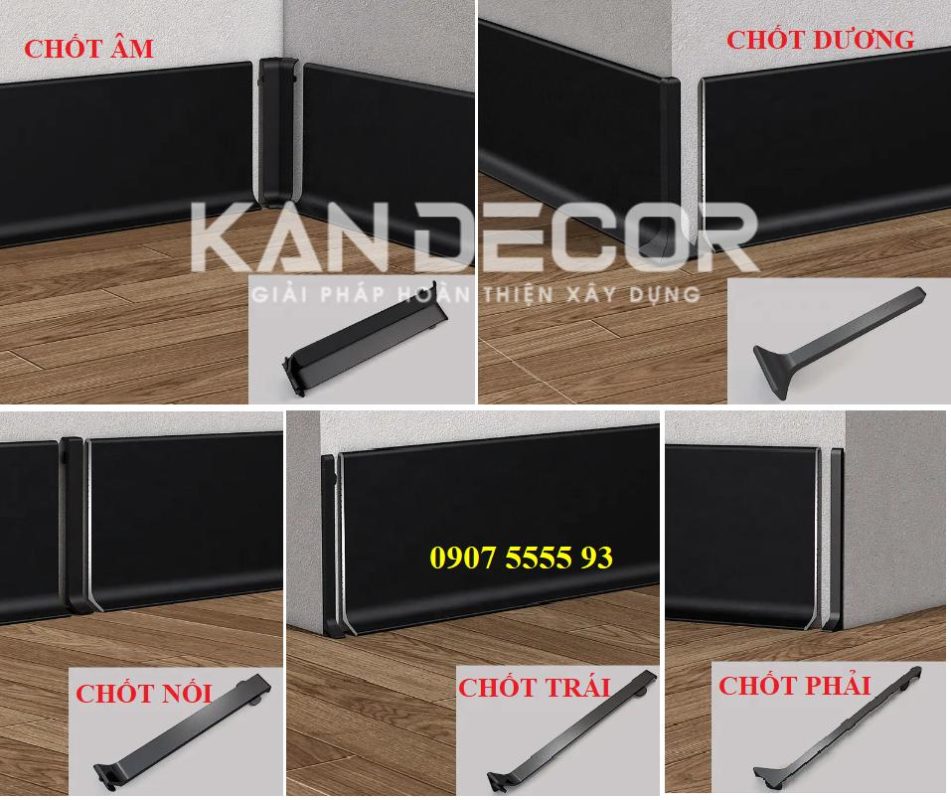 Len Nhôm Chân Tường K40 Đen - Kan Decor
