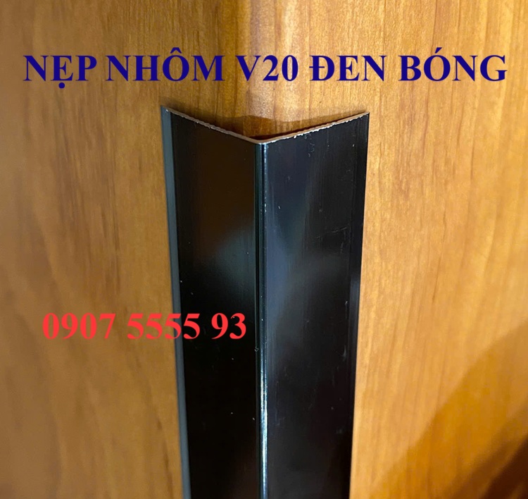 Nẹp Nhôm V20 Đen Bóng - Kan Decor